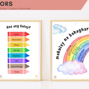 Colors TAGALOG Poster | Bilingual Frame | Crayon or Rainbow Style ...