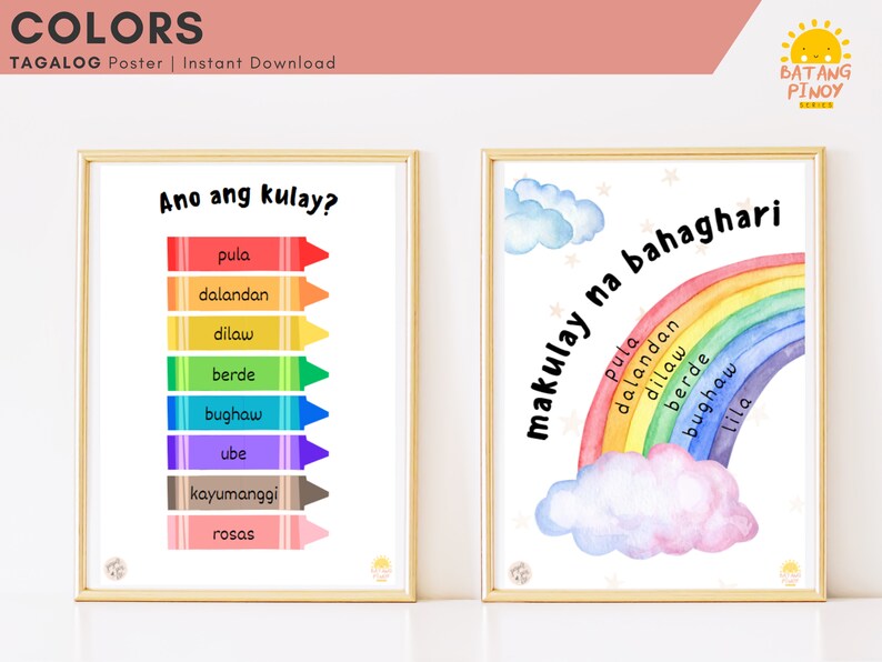 Colors TAGALOG Poster | Bilingual Frame | Crayon or Rainbow Style ...