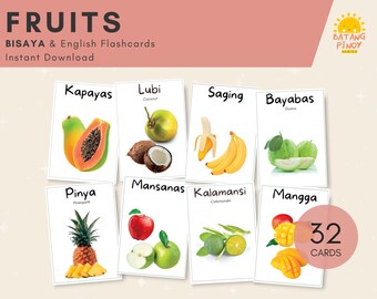 Fruits TAGALOG Flash Cards With English Translation Bilingual Cards ...