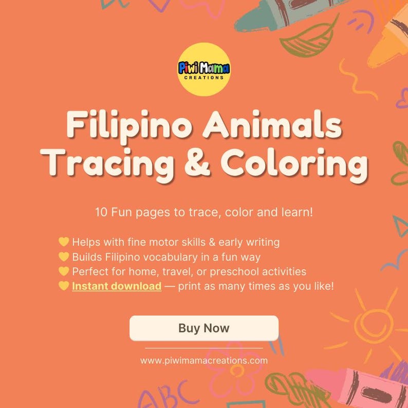 Filipino Animal Tracing & Coloring Pages | Tagalog-english Bilingual ...