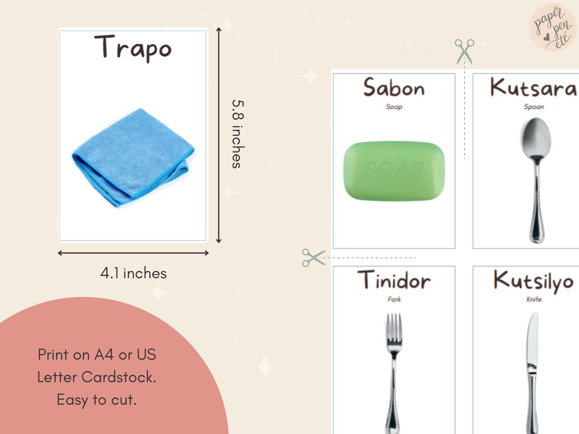 Household Items BISAYA Flash Cards With English Translation | Bilingual ...