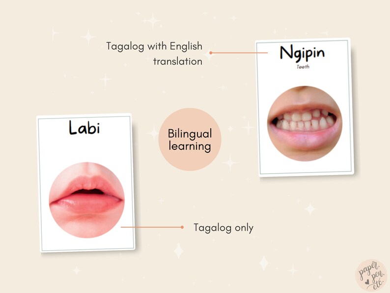 Body Parts TAGALOG Flash Cards With English Translation | Bilingual ...