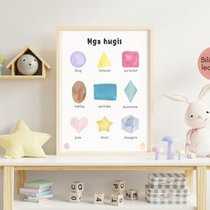 Shapes TAGALOG Poster | Bilingual Frame | Solid Color or Watercolor ...