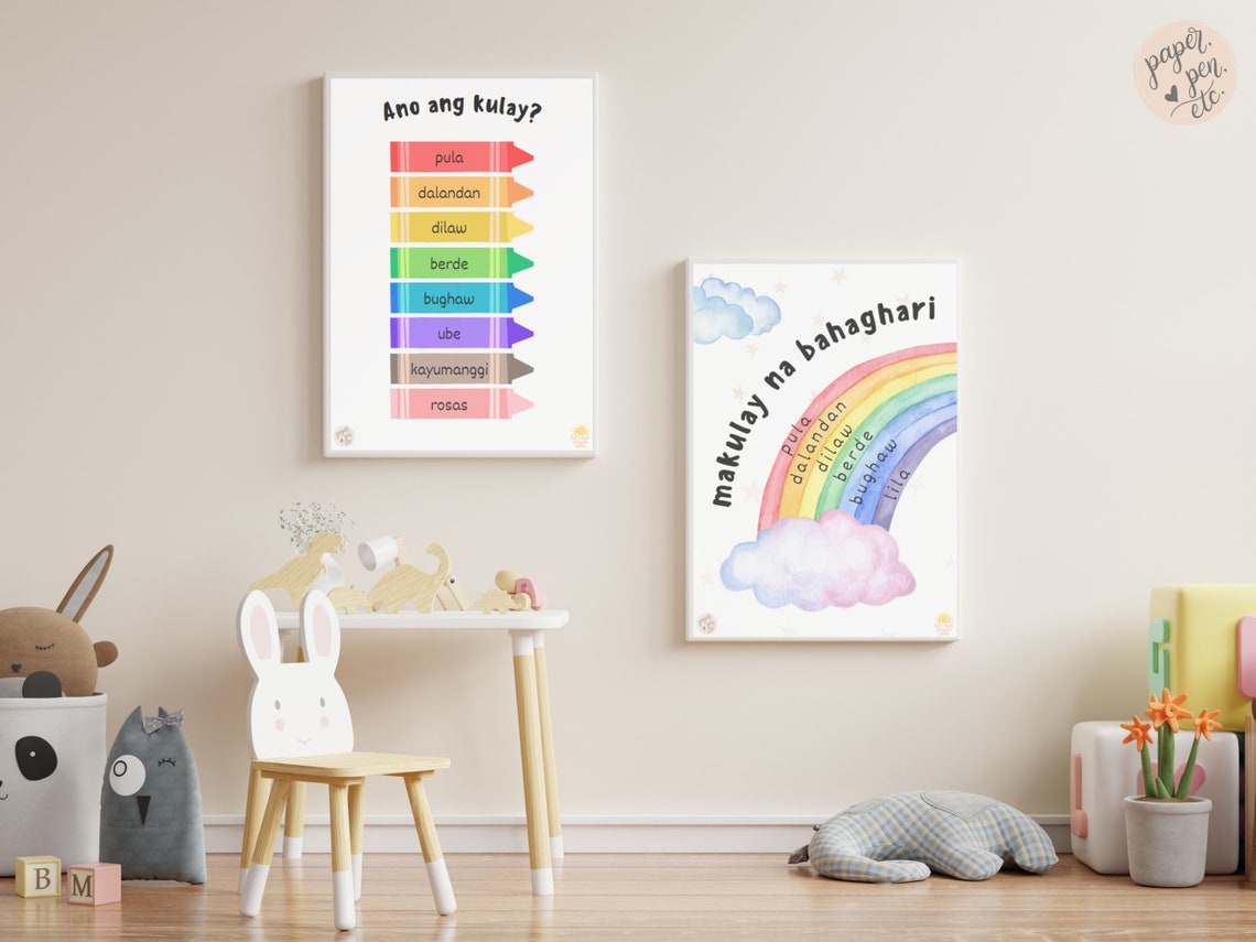 Colors TAGALOG Poster | Bilingual Frame | Crayon or Rainbow Style ...