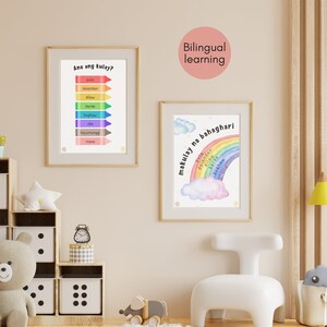Colors TAGALOG Poster | Bilingual Frame | Crayon or Rainbow Style ...