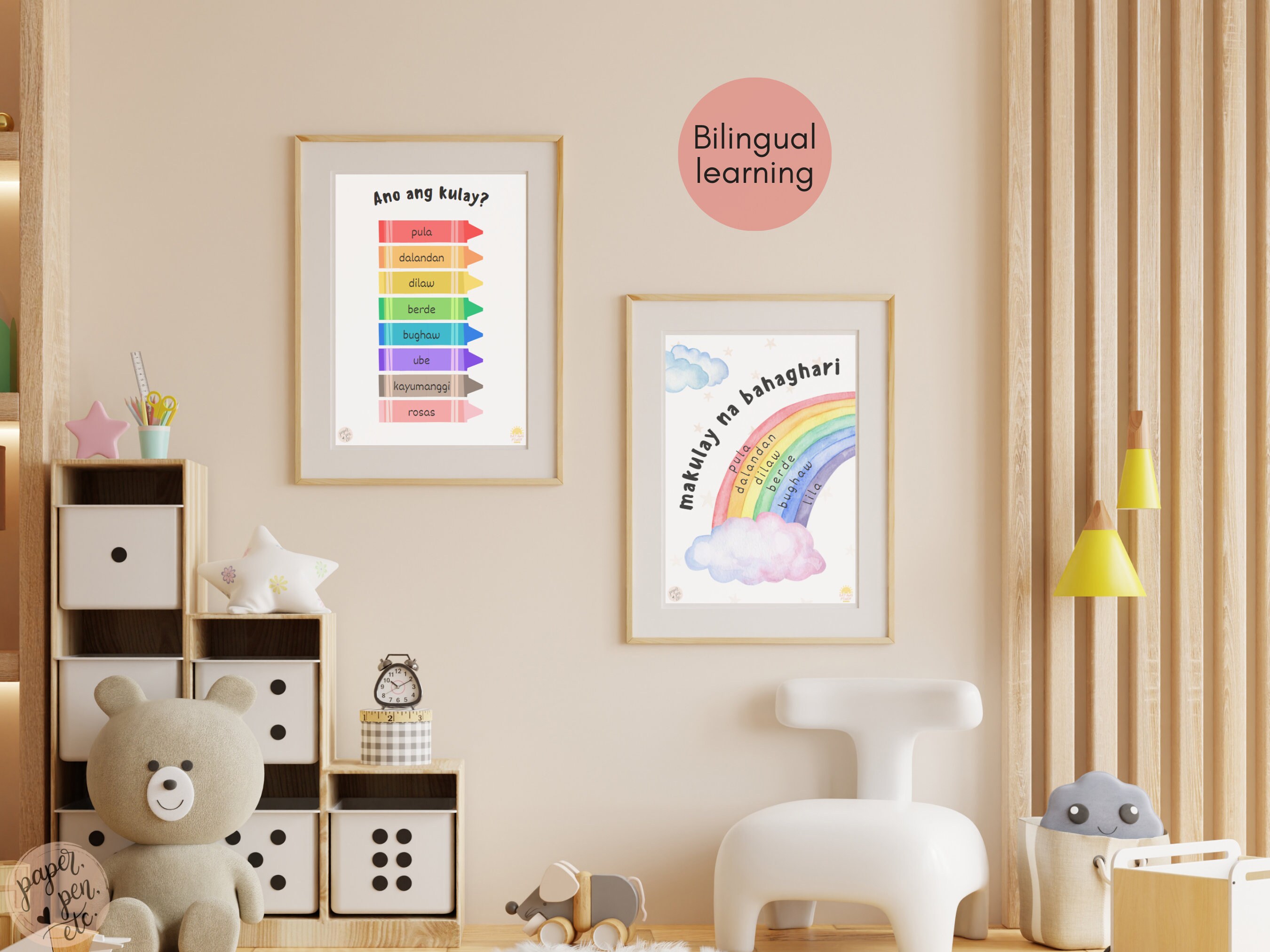 Colors TAGALOG Poster | Bilingual Frame | Crayon or Rainbow Style ...