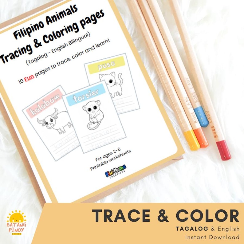 Filipino Animal Tracing & Coloring Pages | Tagalog-english Bilingual ...
