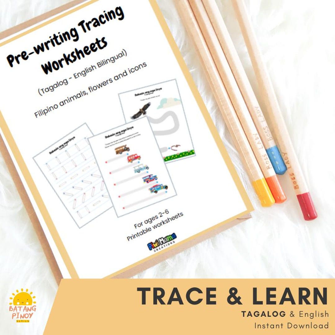 Tagalog-english Prewriting Tracing Worksheets | 15 Pages | Filipino ...