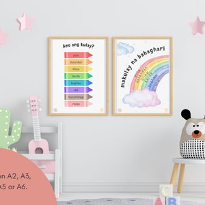Colors TAGALOG Poster | Bilingual Frame | Crayon or Rainbow Style ...