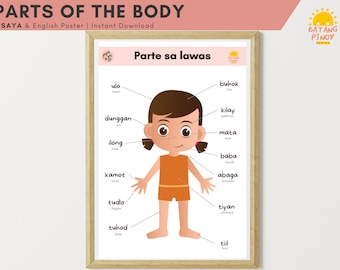 Body Parts BISAYA Poster With English Translation | Bilingual Frame ...