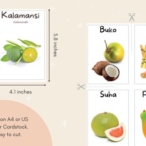 Fruits TAGALOG Flash Cards With English Translation | Bilingual Cards ...
