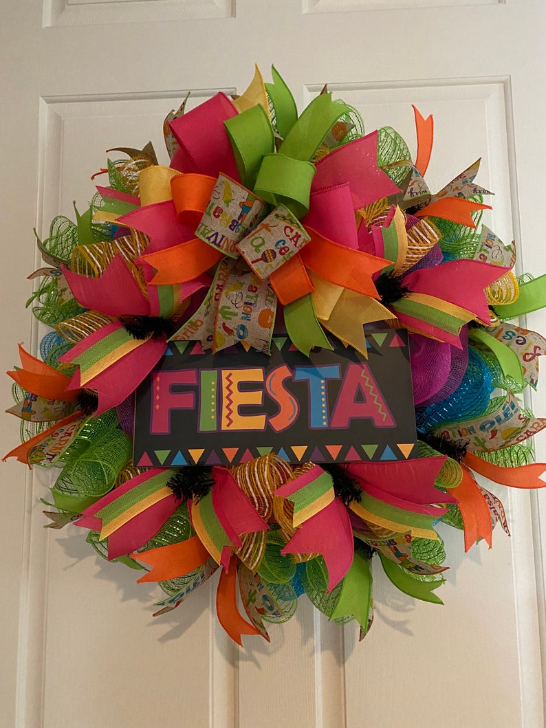 Fiesta Wreath, Cinco De Mayo - Etsy