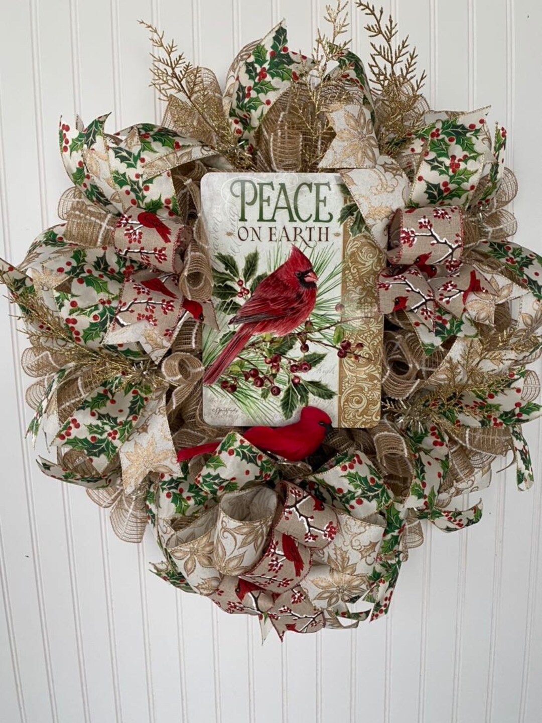 Red Cardinal Christmas Wreath - Etsy