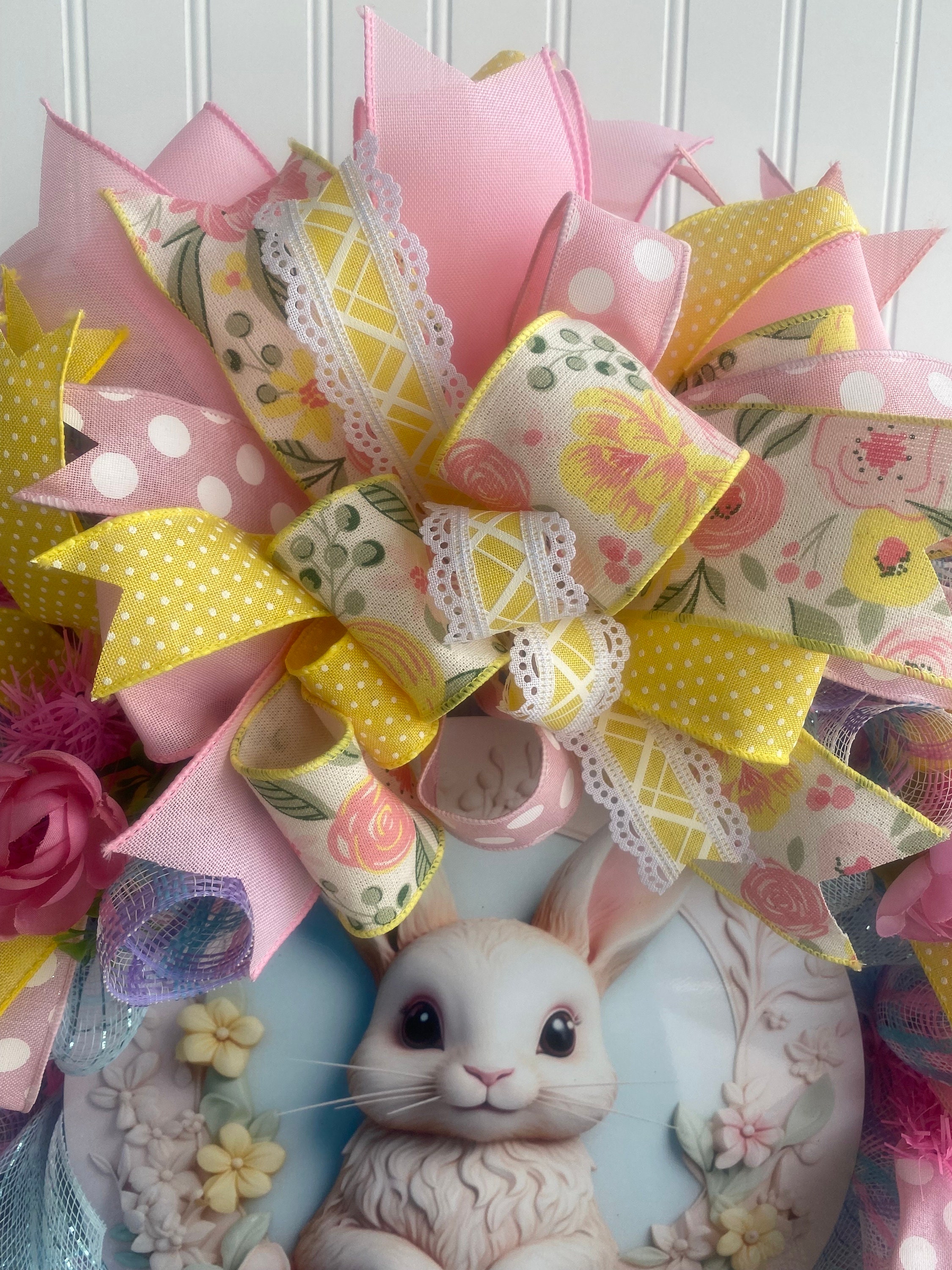 Happy Easter Wreath, Easter Bunny With Florals Wreath, Front Door ...