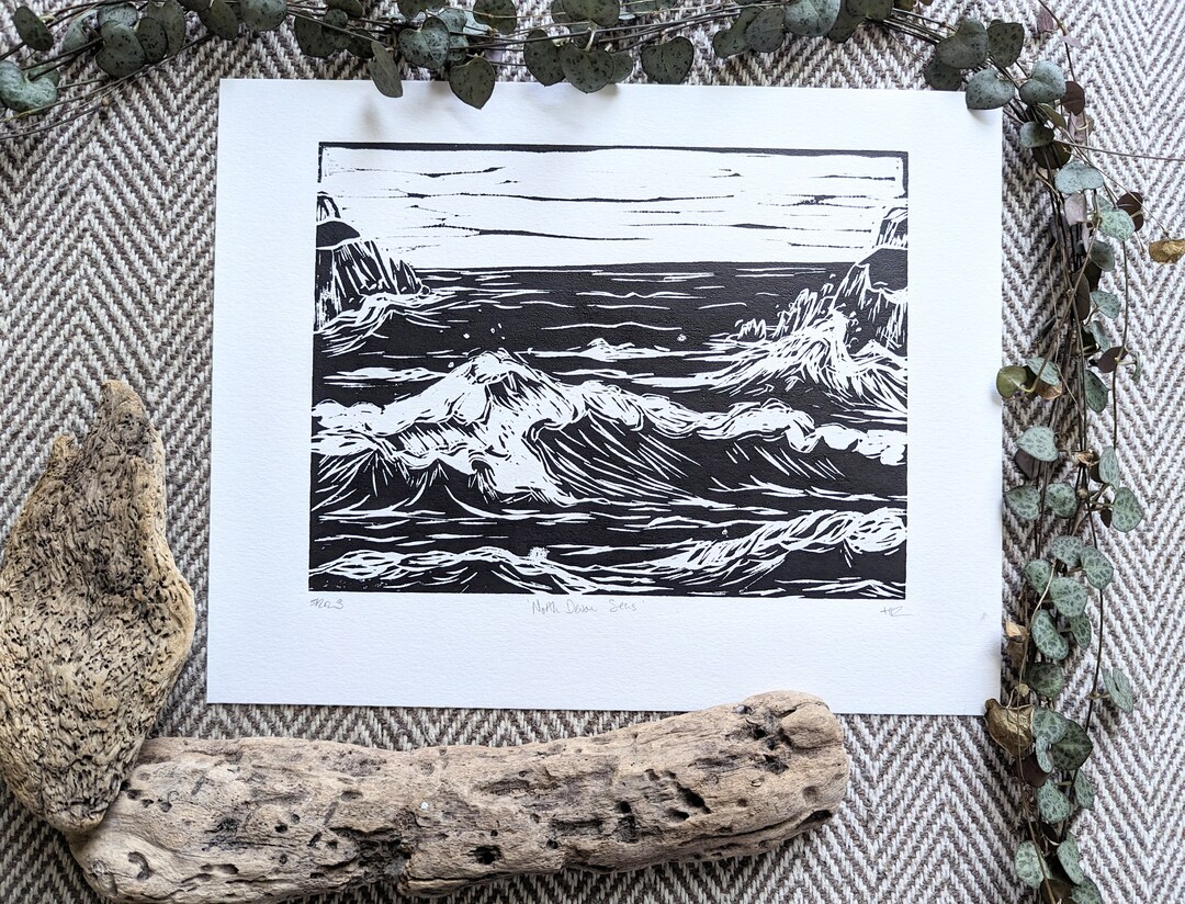 Choppy Seas, Original Lino Print - Etsy