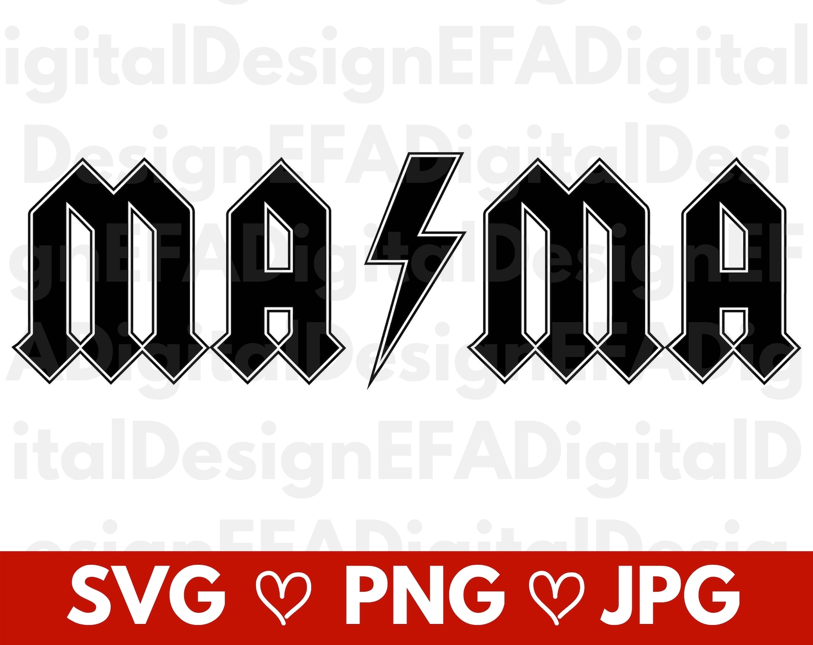 ACDC Mama Lightning Bolt Svg, Metal Lover Mom Life SVG, Jpg, Sticker ...