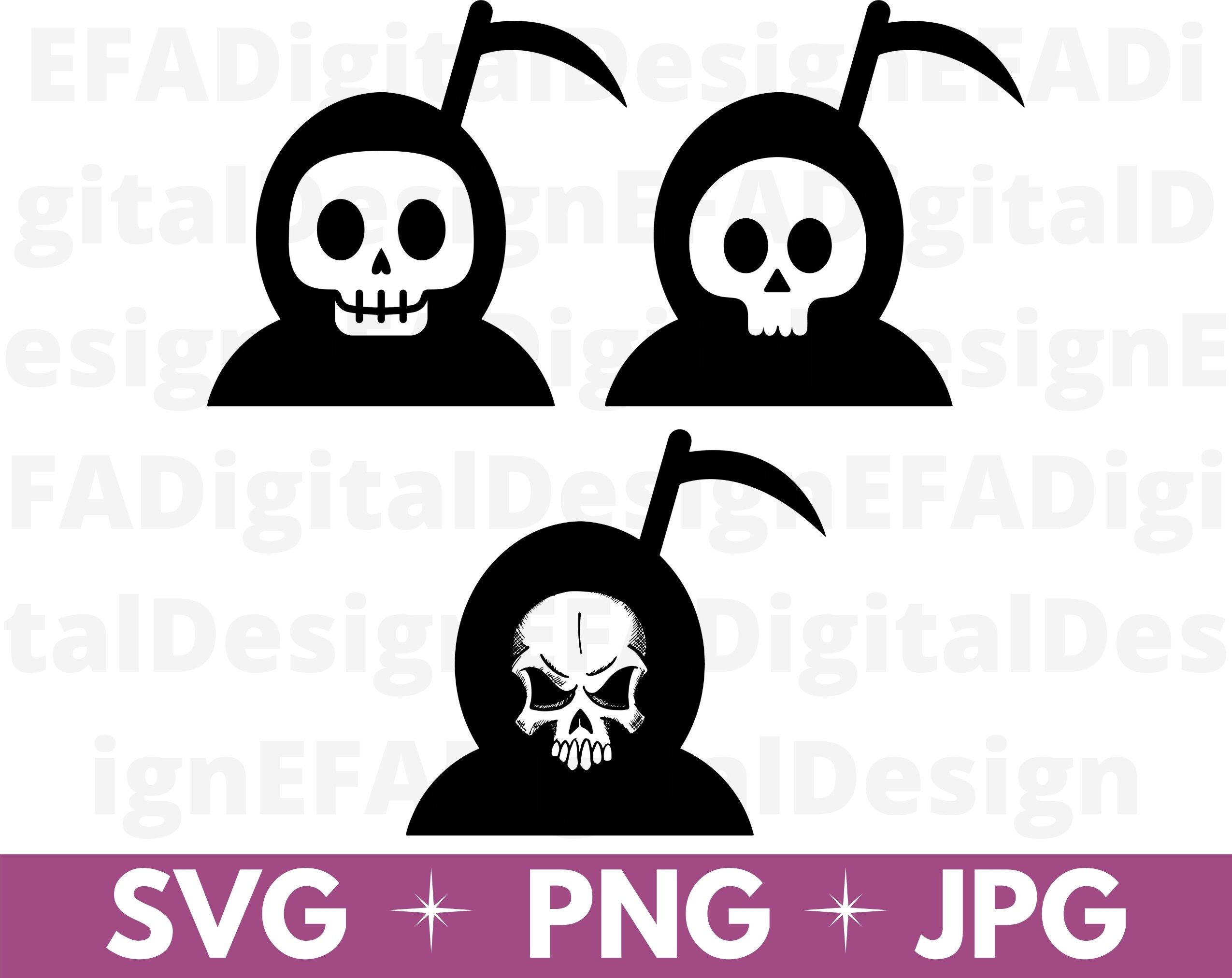 Grim Reaper SVG Bundle, Máscara de miedo de Halloween, Cara de miedo, 3 ...