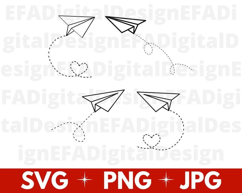 Paper Airplane Love Path SVG Bundle PNG JPG Heart Path With - Etsy ...