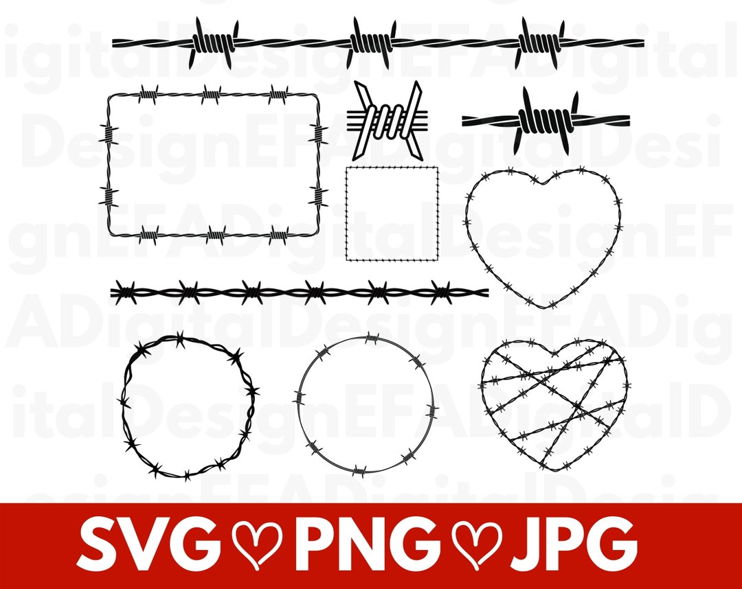 Barbed Wire Bundle SVG Cut File, PNG, JPG Instant Download Files - Etsy