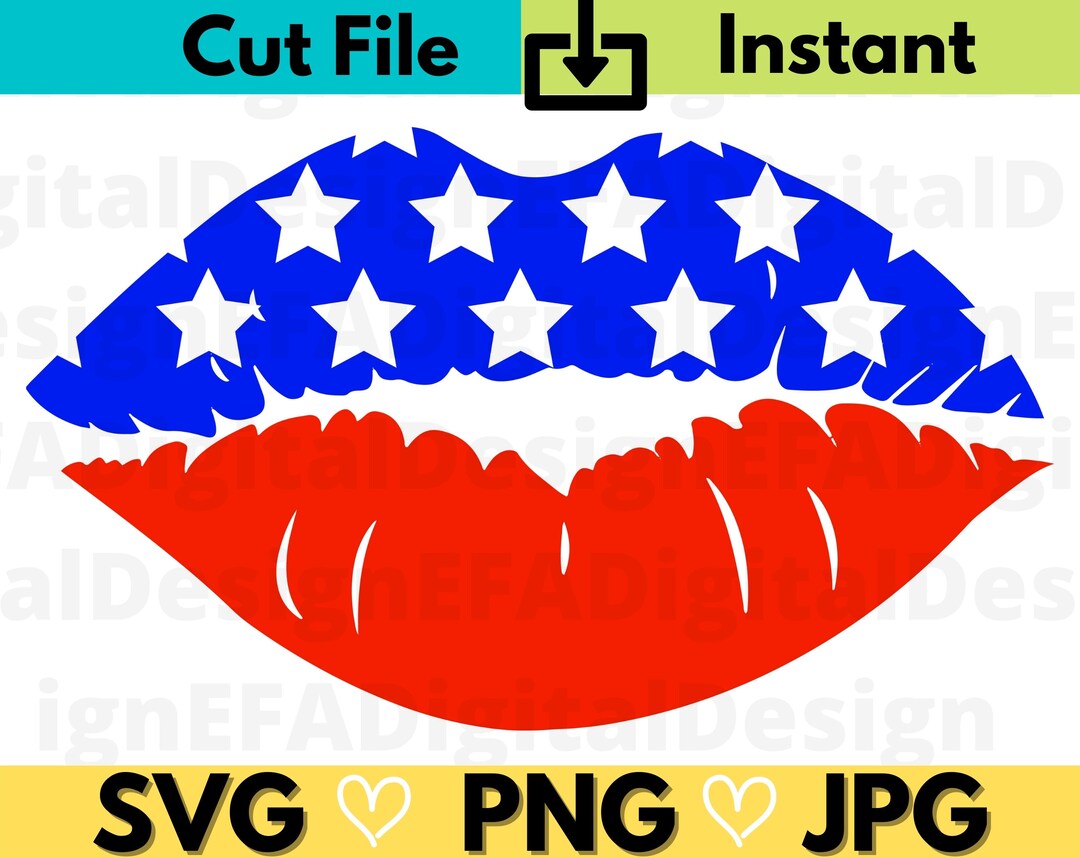 Usa Flag Lips, American Flag Lips, 4th of July, Patriotic Lips Png, Jpg ...