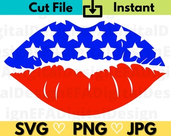 Patriotic Lips Svg 4th of July Cut Files American Flag Lips - Etsy
