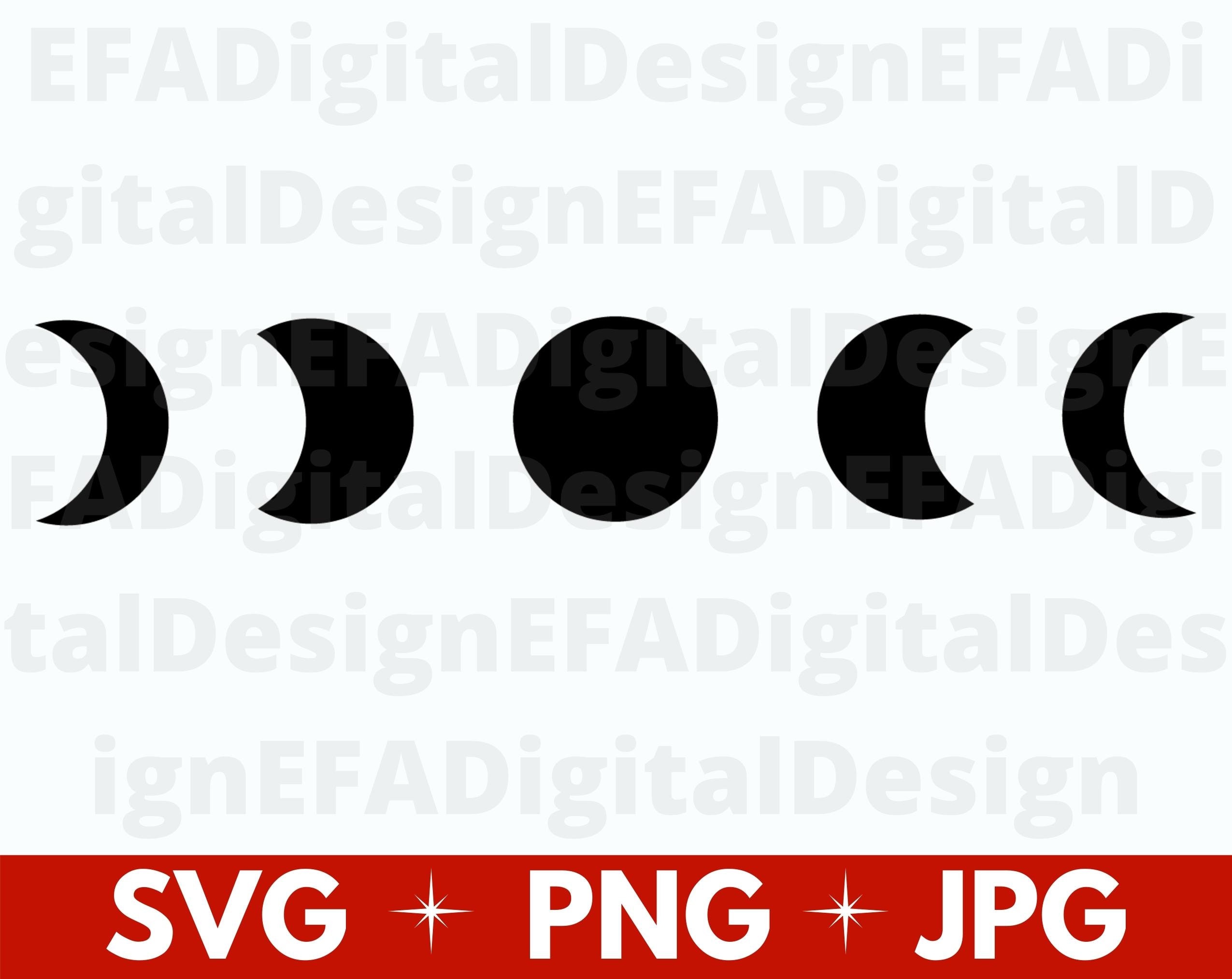Basic Moon Phases SVG Cut File, PNG, JPG, Moon Phase, Crescent, Full ...