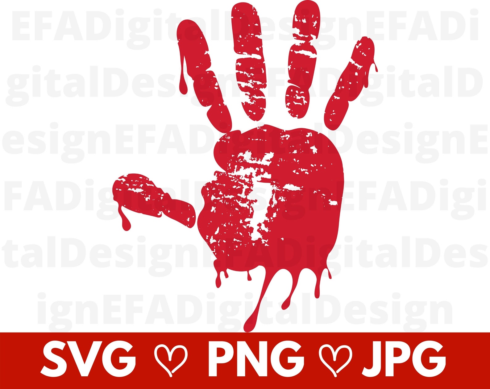 Bloody Hand Print Smear Hand Design Dripping Blood - Etsy