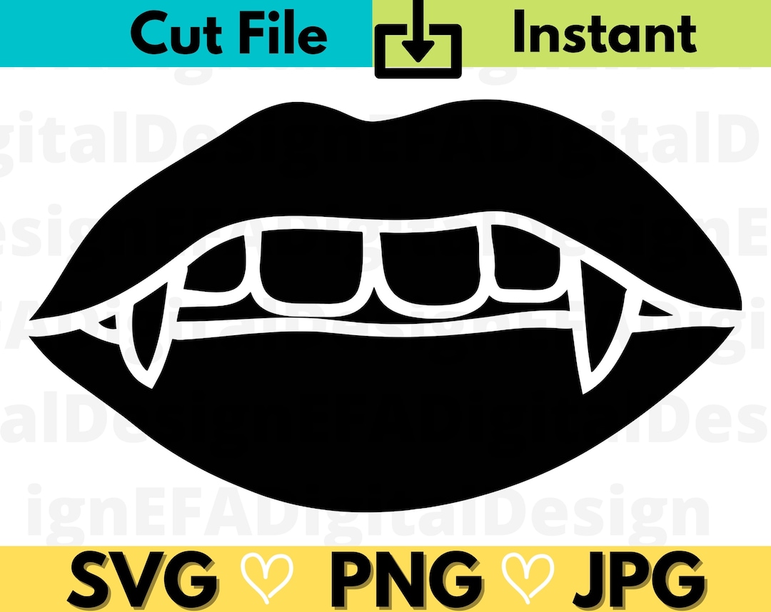 Vampire Lips Teeth SVG, Halloween Fangs SVG, Black'n White Vampire ...