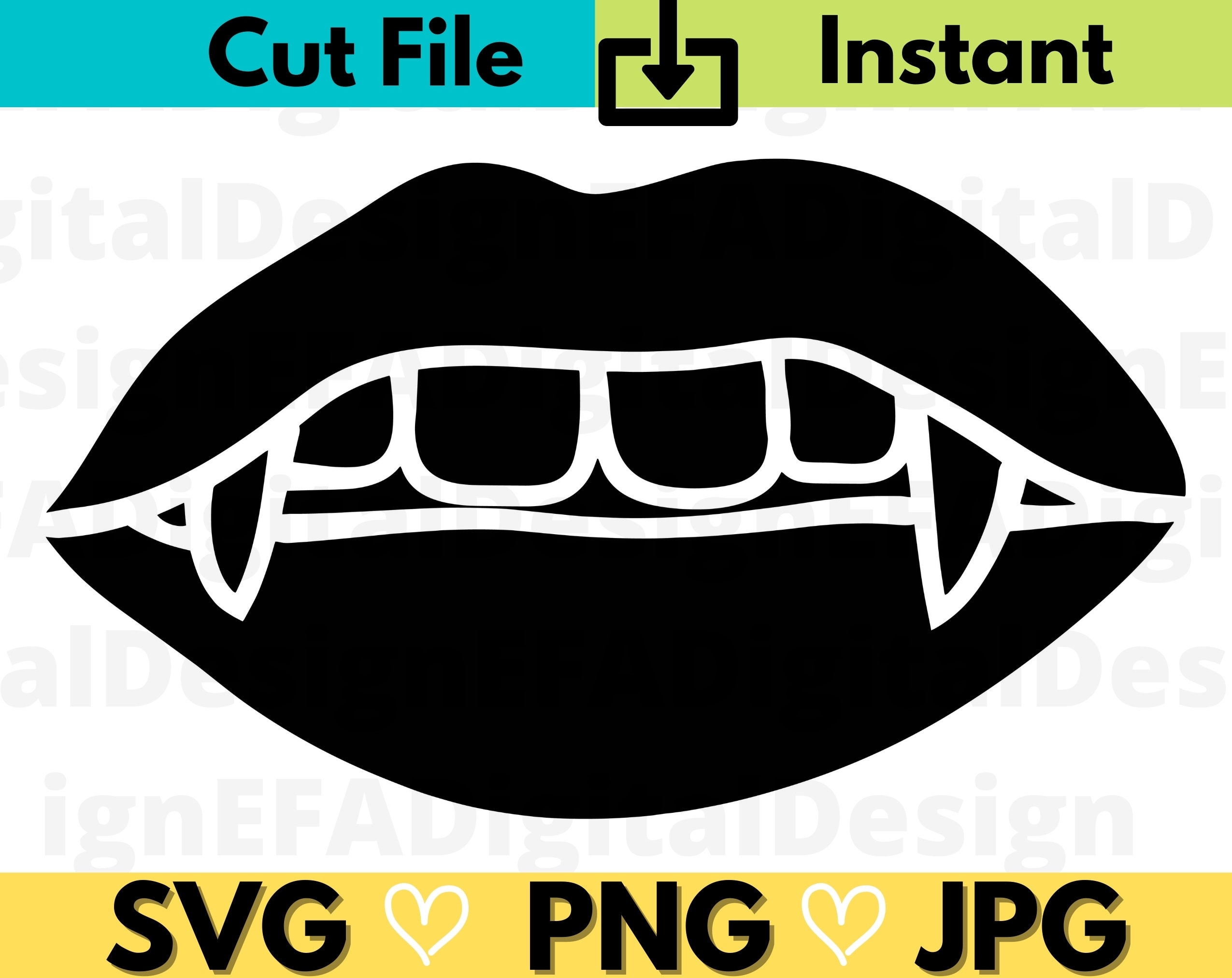 Vampire Lips Teeth SVG, Halloween Fangs SVG, Black'n White Vampire ...