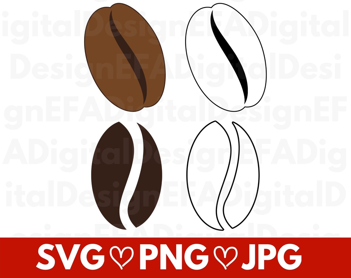 Coffee Bean SVG Bundle, Coffee Beans Svg, Coffee Bean Silhouette Vector ...