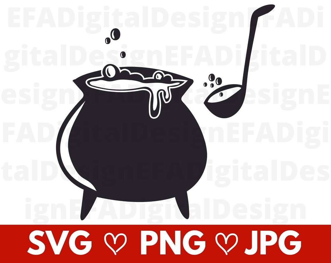 Boiling Cauldron With Spoon SVG Cricut Files Halloween Pot - Etsy