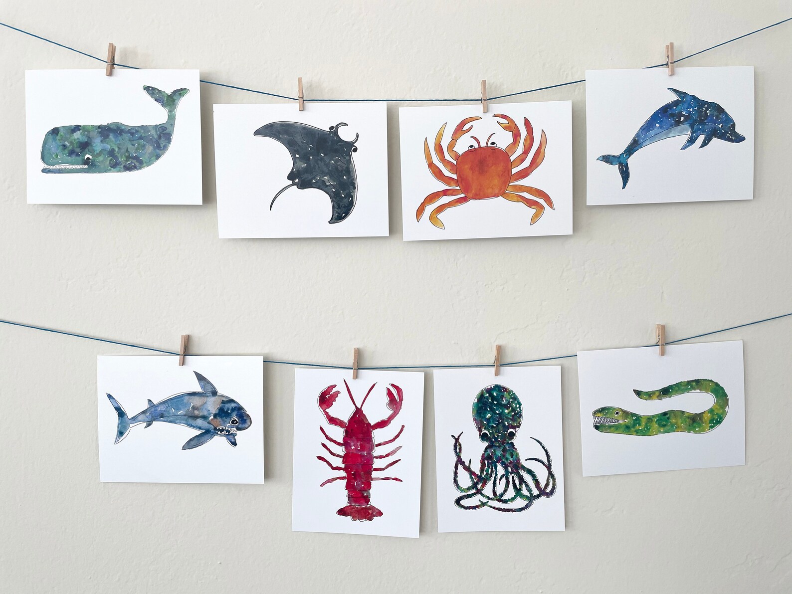 Set of 8 Ocean Animal Postcards - Etsy