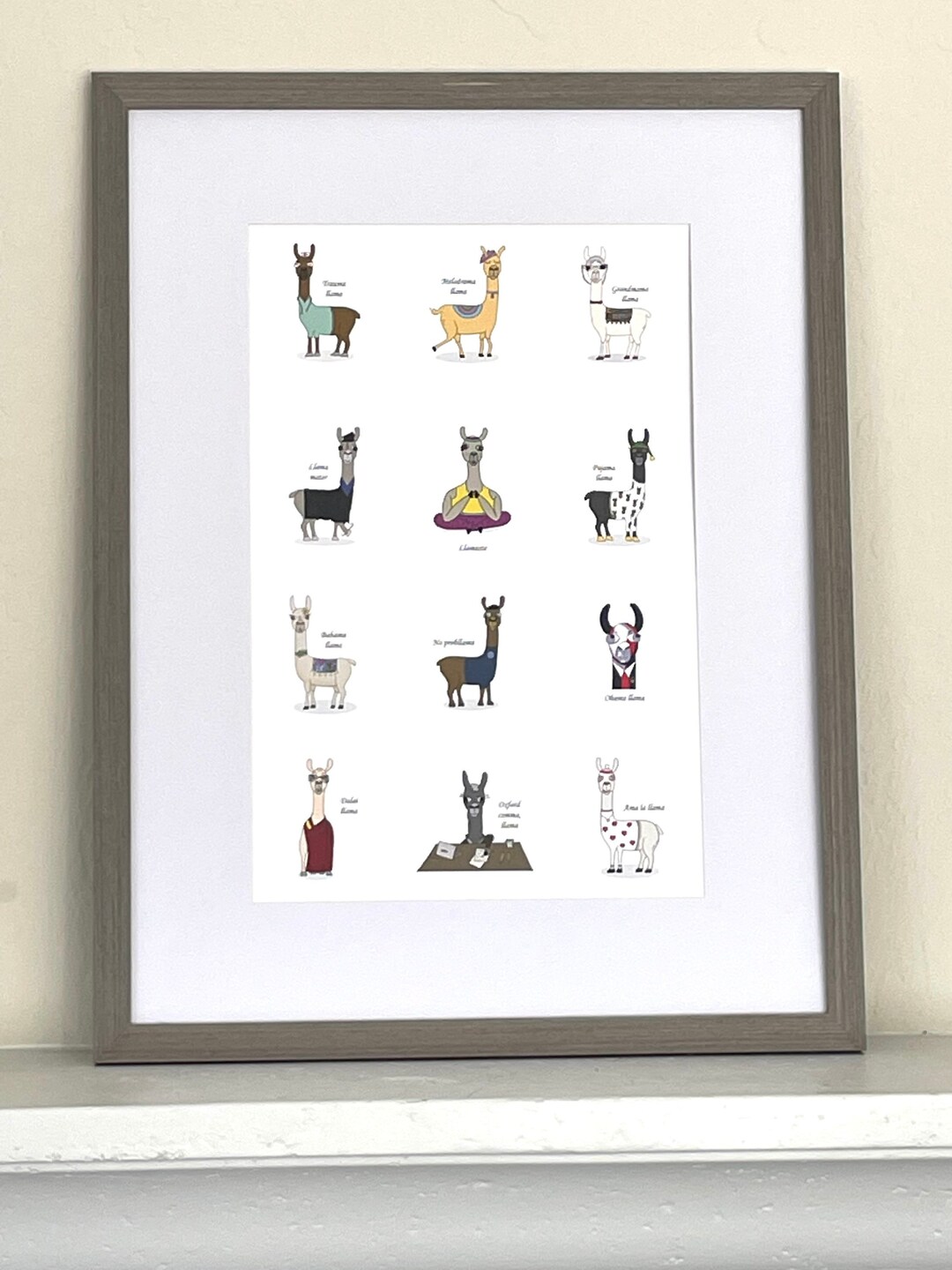 Llama Poster With 12 Different Llamas - Etsy