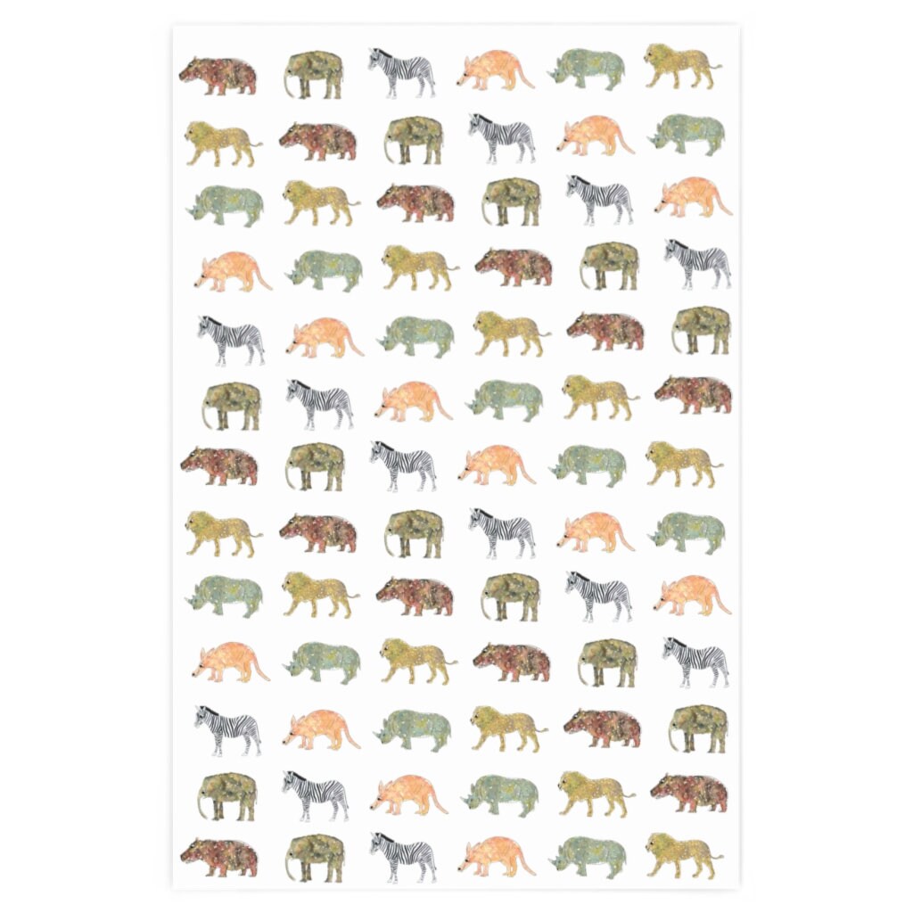 Safari Animal Wrapping Paper 2 Sizes - Etsy