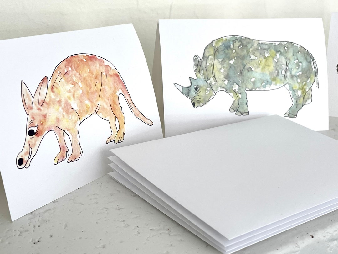 Set of 4 African Animal Greeting Cards With Envelopes - Etsy