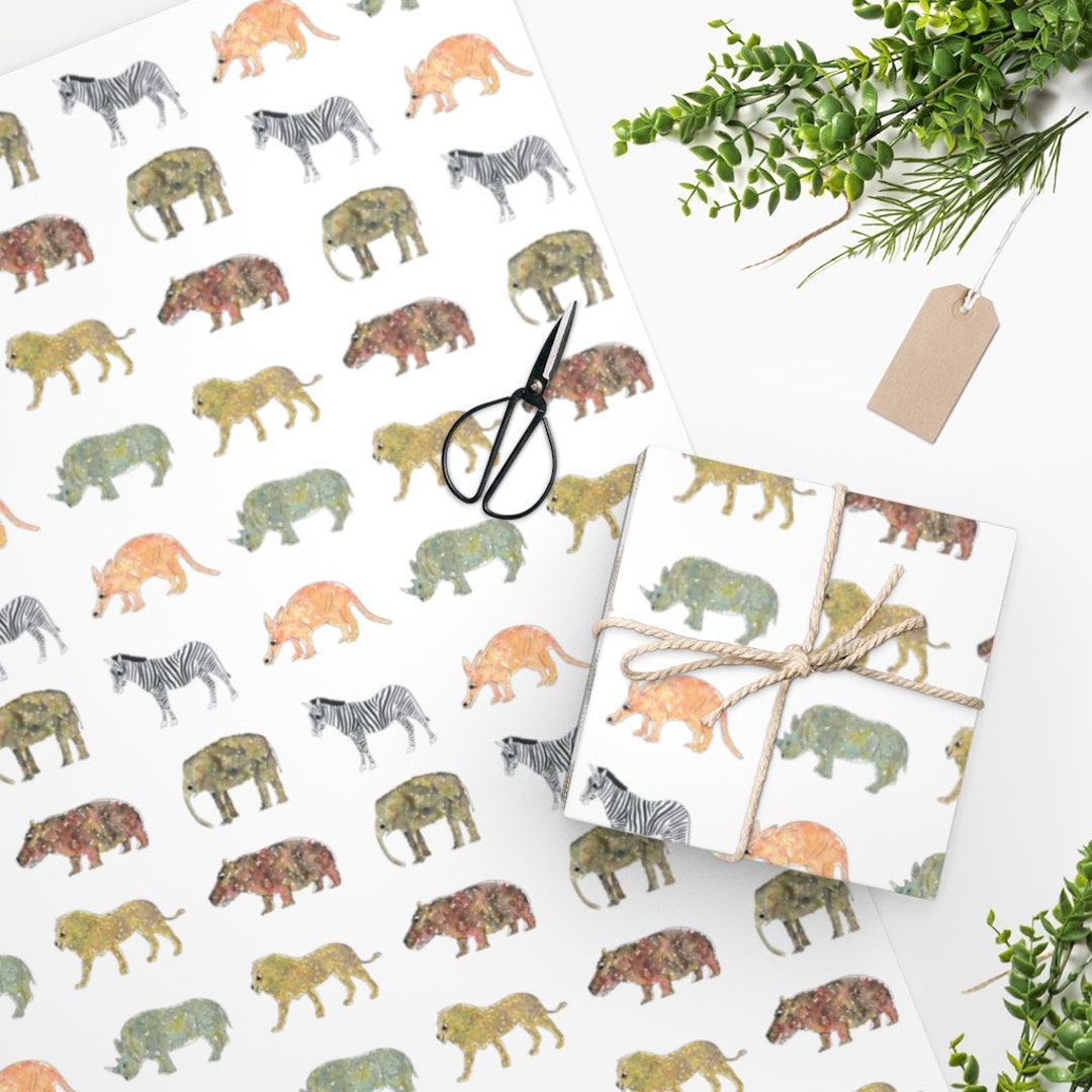 Safari Animal Wrapping Paper 2 Sizes - Etsy