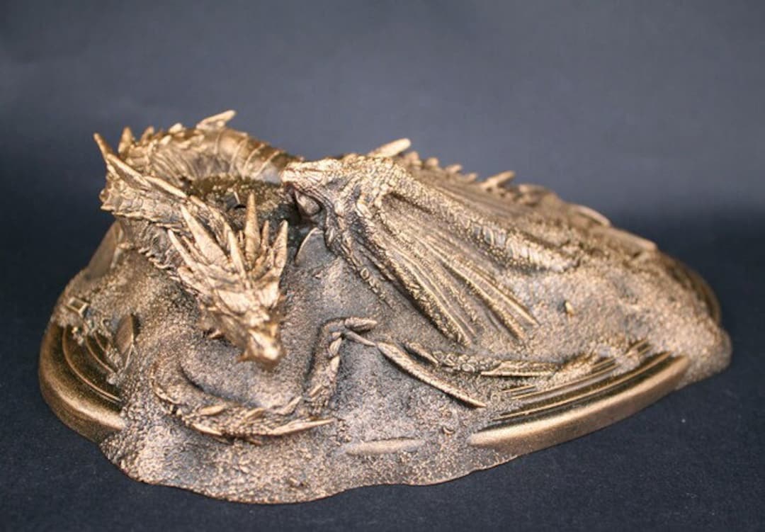 Buy Lord of the Rings Smaug 3D Model Bronze Gold Sculpture of Online in ...