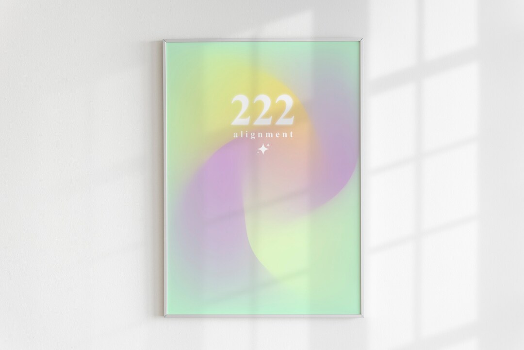 222 Angel Number Print: Colorful Aura Gradient Wall Art (digital ...