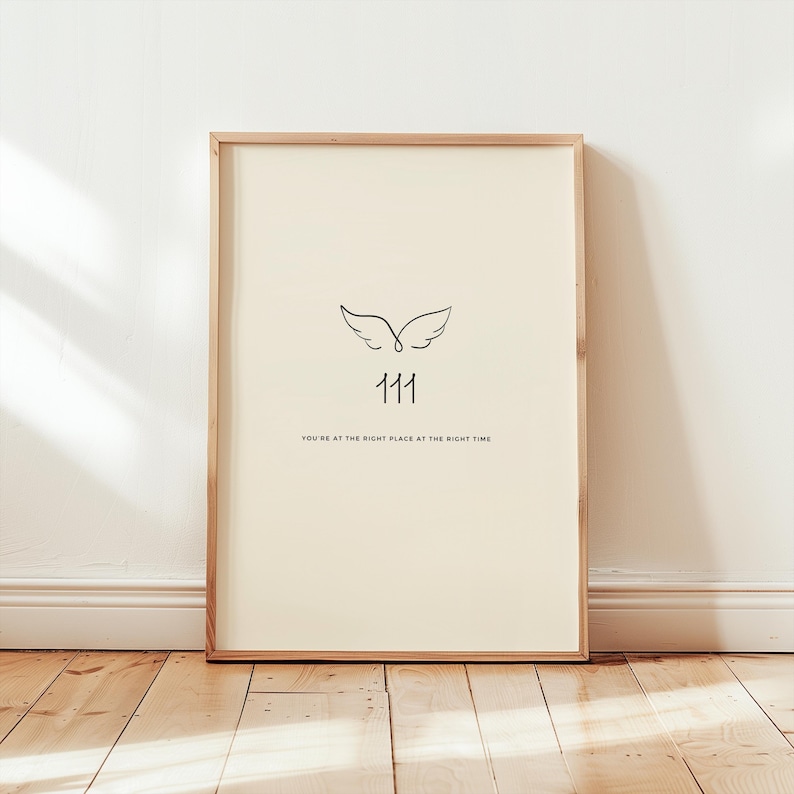 Angel Number 111 Manifestation Poster, Beige Minimalist Art Print ...