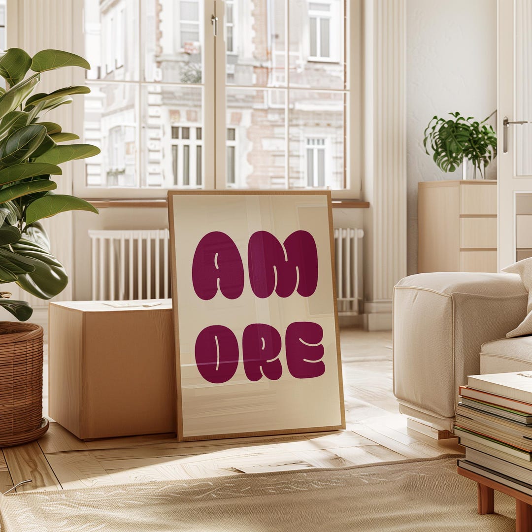 Amore Wall Art Print, Retro Love Poster, Aesthetic Typography Print ...