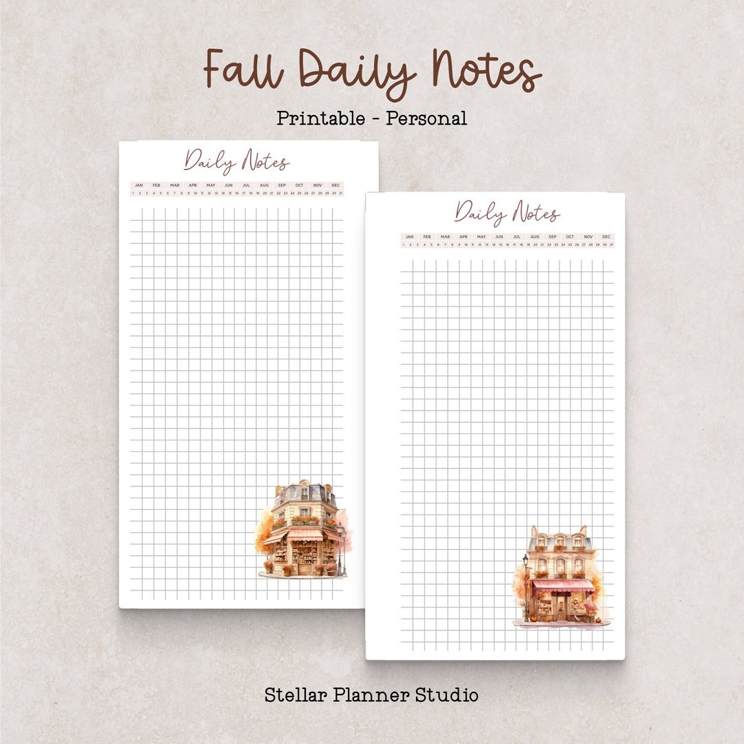 PRINTABLE Personal Fall Daily Notes - Etsy