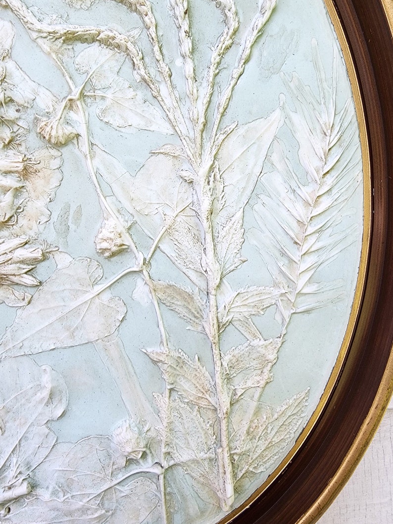 Plaster Botanical Bas Relief Artwork - Etsy