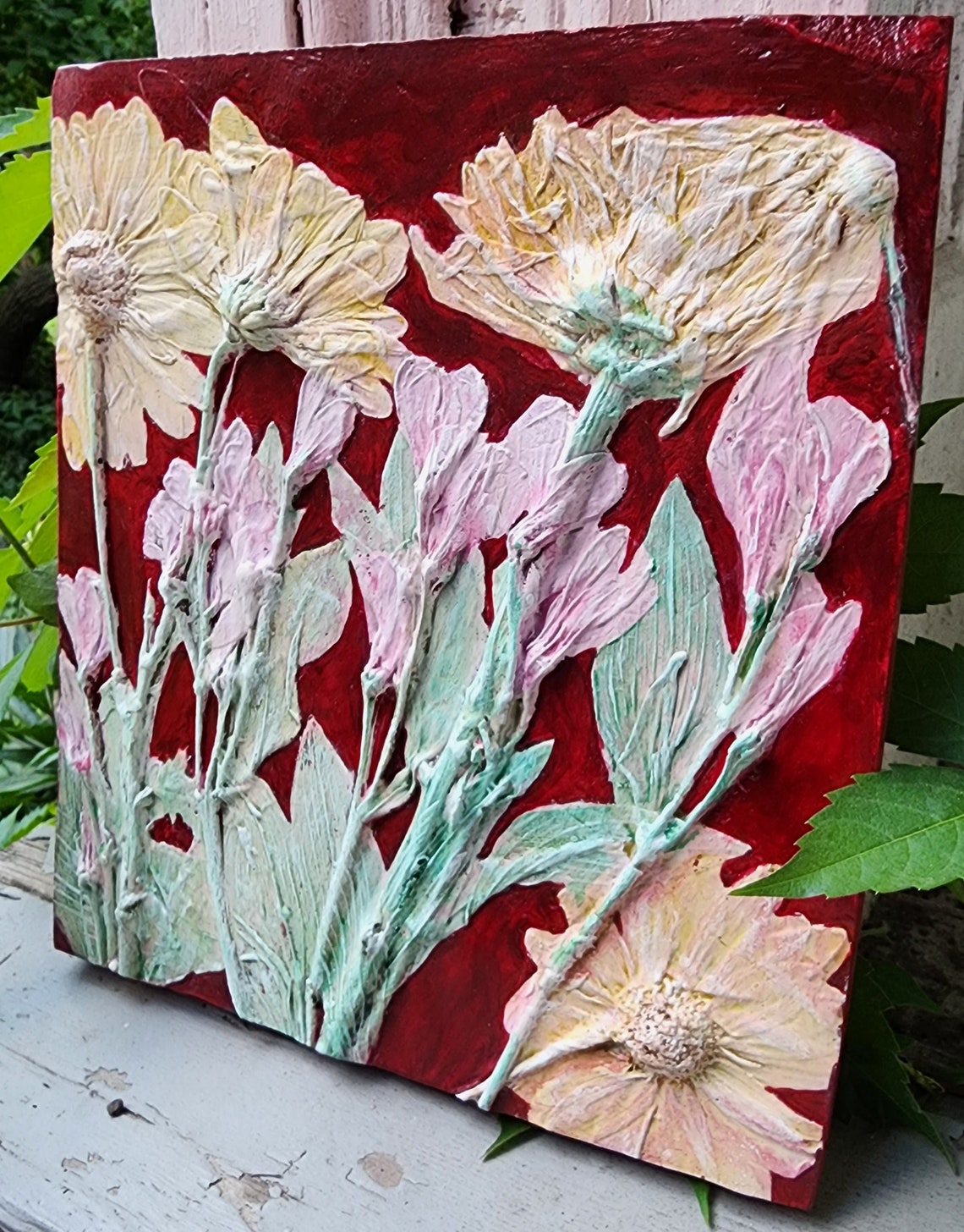 Plaster Botanical Bas Relief Artwork - Etsy
