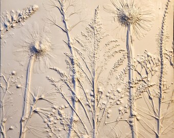 Plaster Botanical Bas Relief Artwork - Etsy