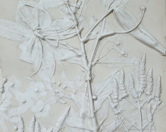 Plaster Botanical Bas Relief Artwork - Etsy