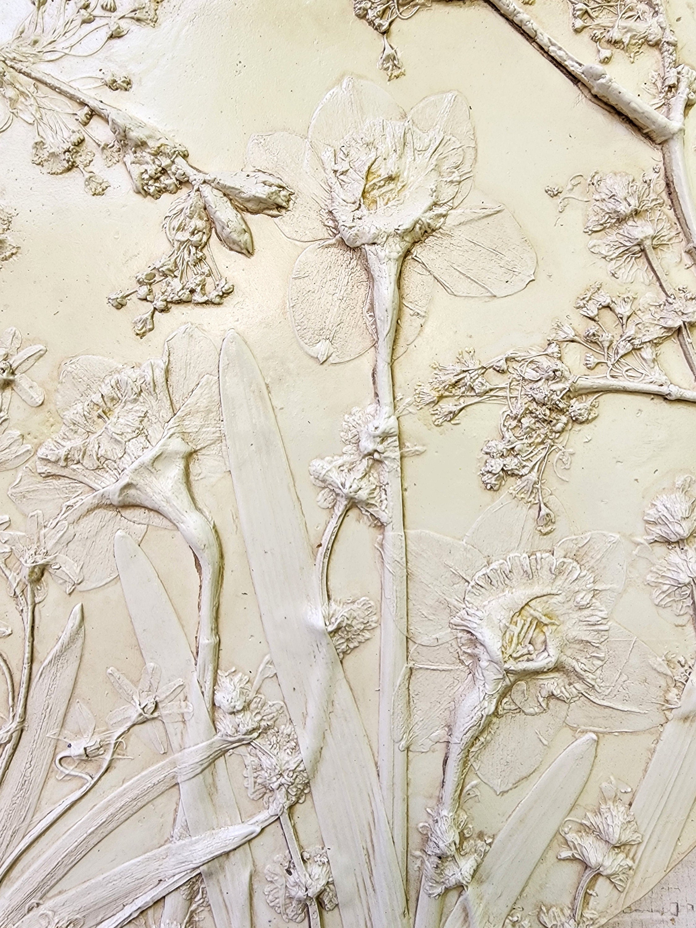 Plaster Botanical Bas Relief Artwork - Etsy