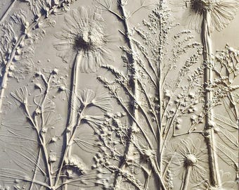 Plaster Botanical Bas Relief Artwork - Etsy