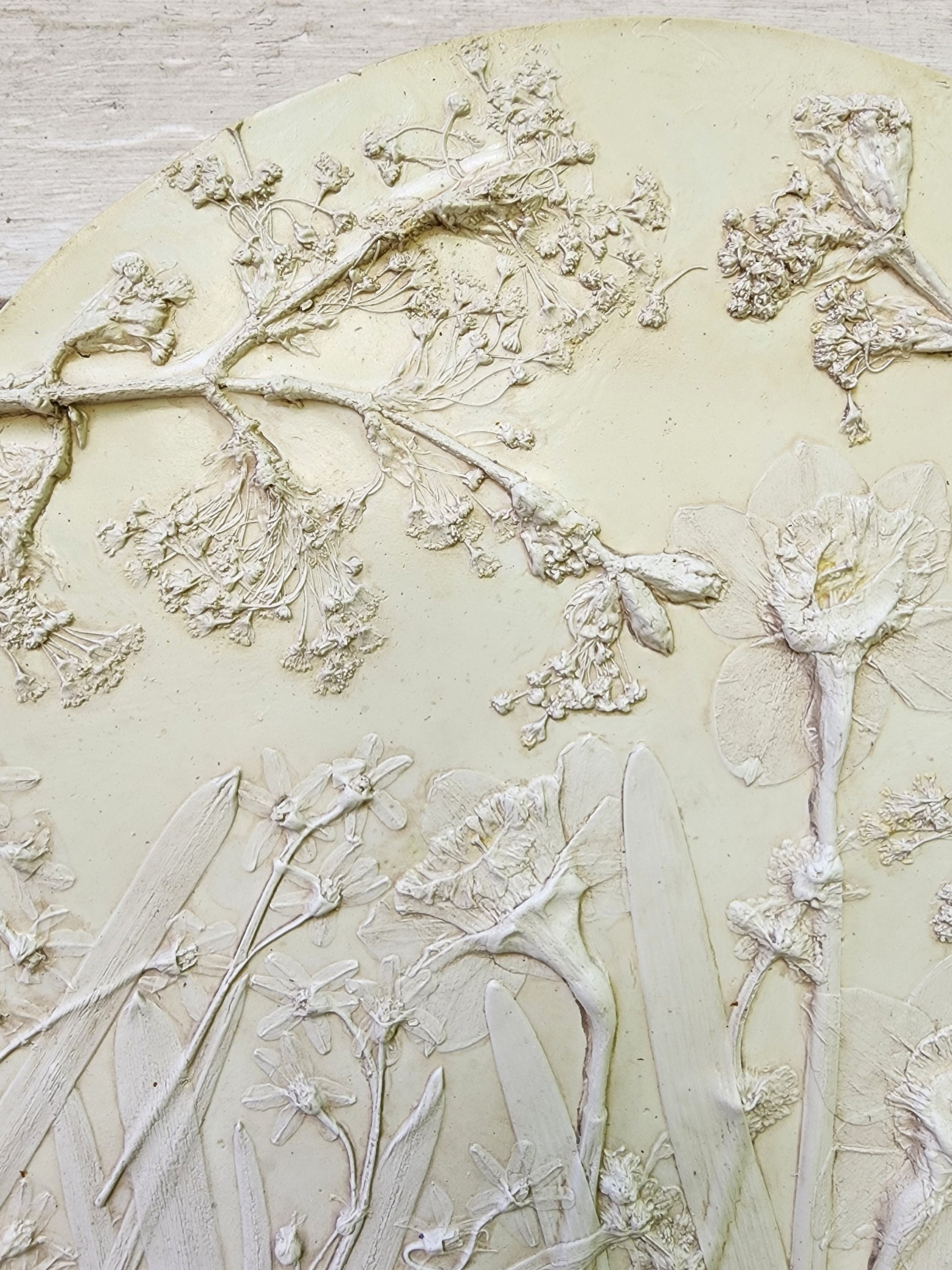 Plaster Botanical Bas Relief Artwork - Etsy