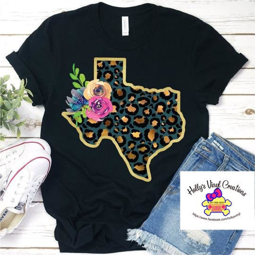 Leopard Print Texas With Flowers - Etsy