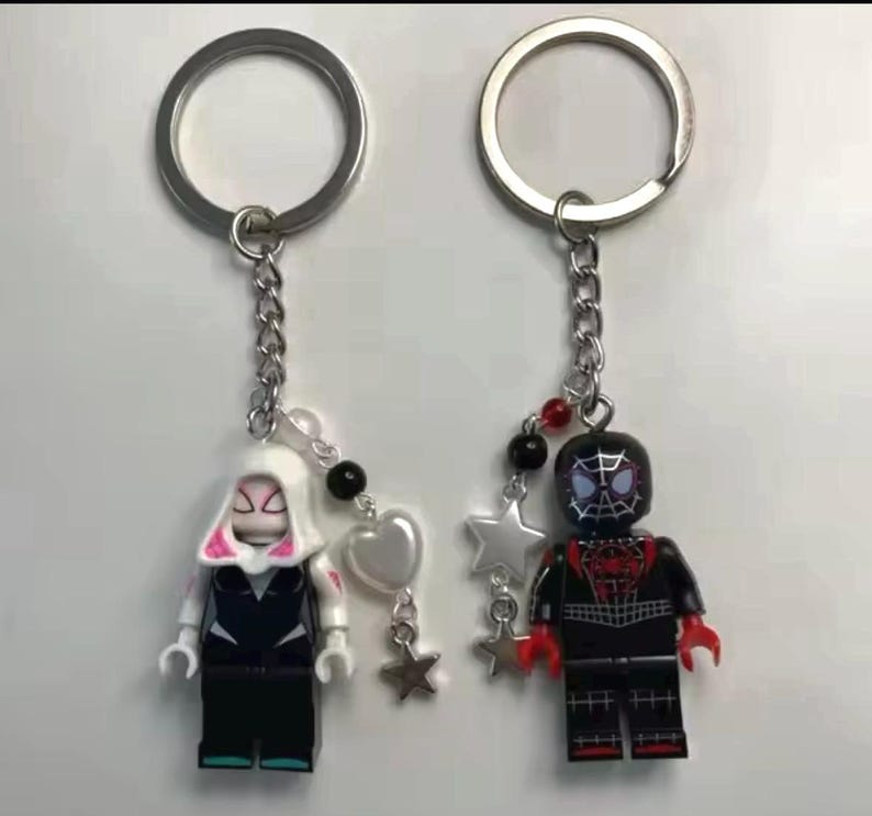 Marvel Spider-man Gwen Miles Morales Black 3D Mini Couples Keyrings ...